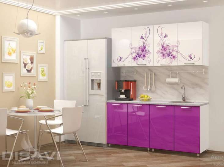 Кухонный гарнитур Вдохновение 1.6, 2 ящика, белый/фиолетовый