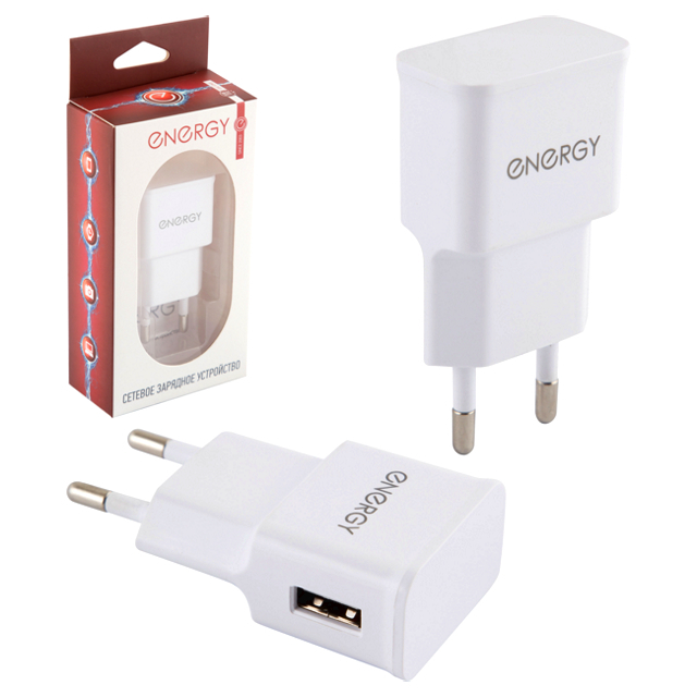 Сетевое зарядное устройство Energy ET-09, 1 USB, white