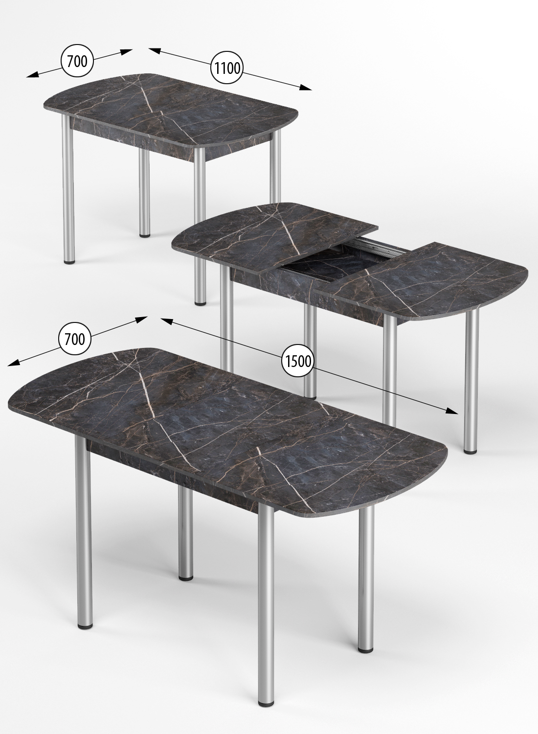 Стол раздвижной для дома, REGENT style, размер 110х70х76 (150х70х76)см, файерстоун
