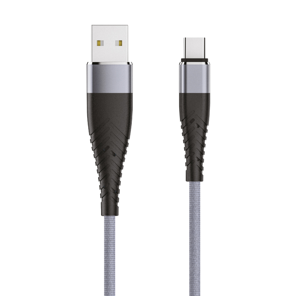 Кабель SOLID, USB 2.0 - Type-C, 1.2м, 2.1A, титан, OLMIO