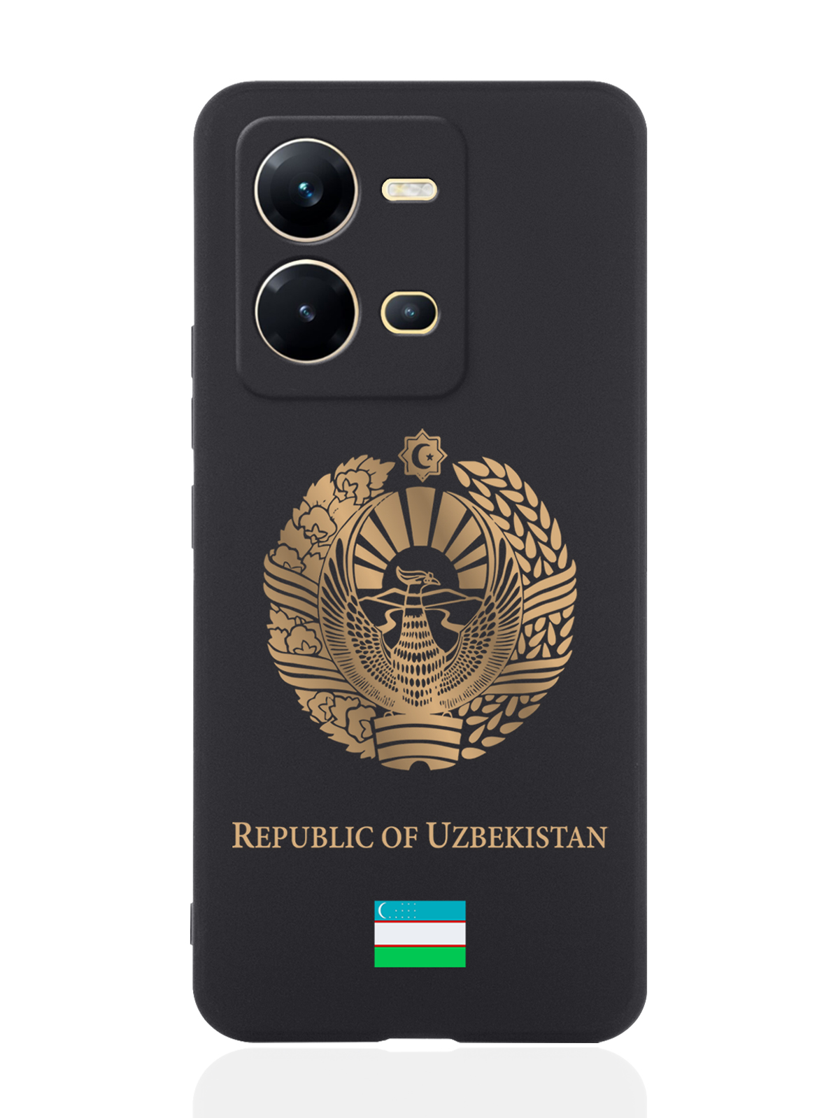 Чехол SignumCase для Vivo V25e/V25 Золотой Герб Узбекистана черный