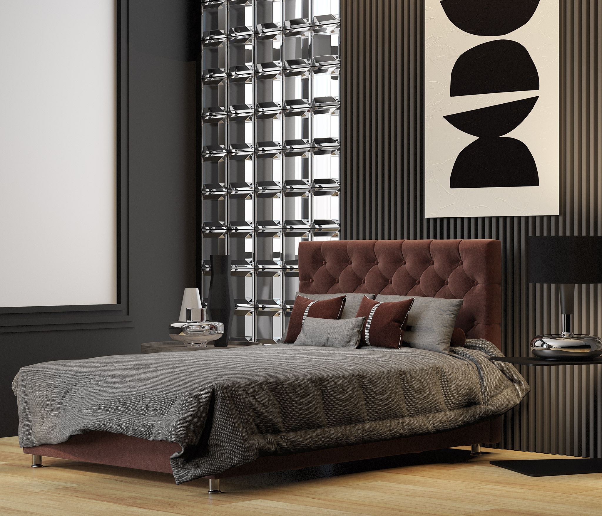Кровать полутороспальная с подъемным механизмом Шарм-Дизайн Шармэль 120 велюр Дрим шоколад