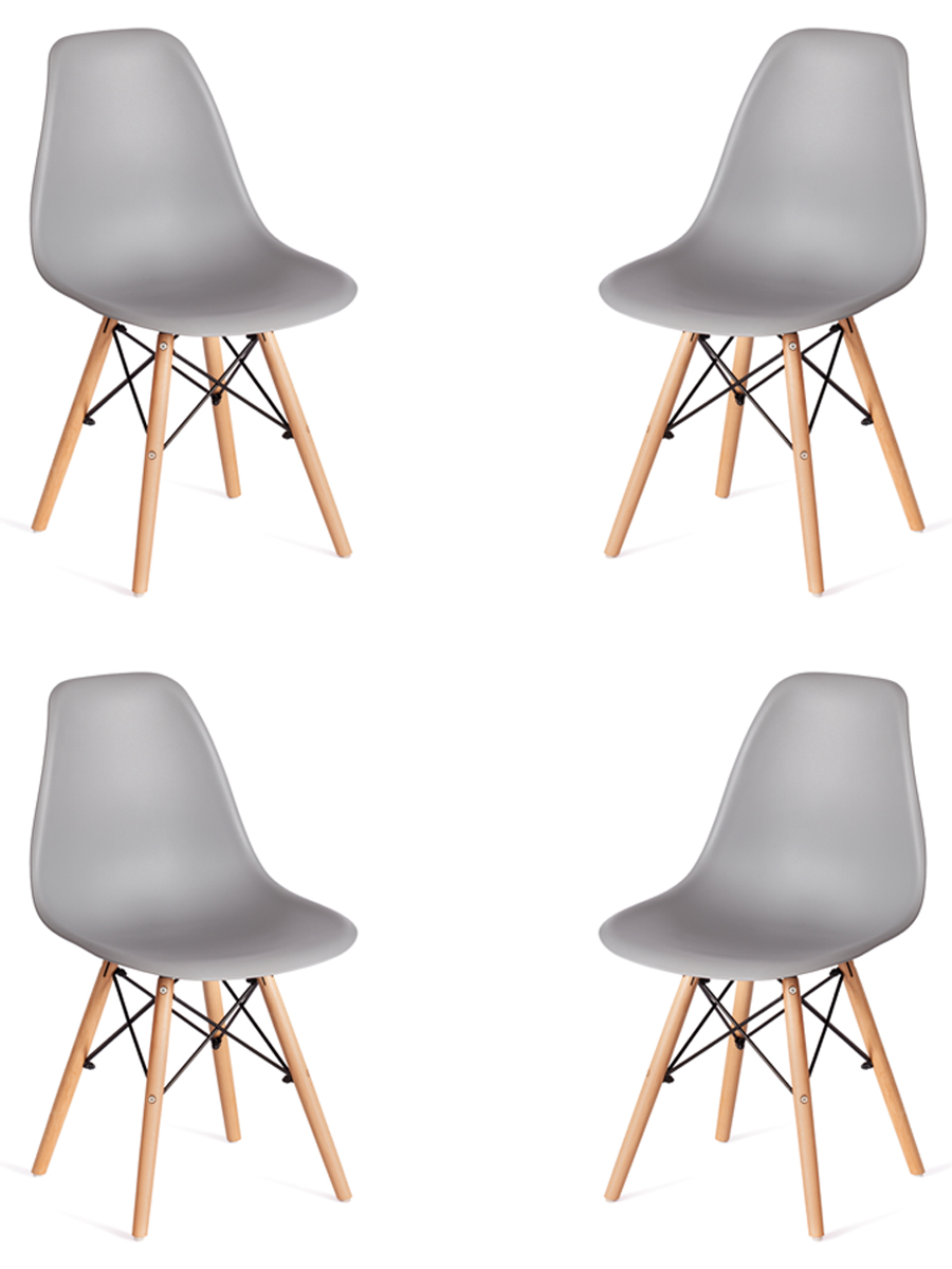 Комплект стульев TetChair CINDY 4 шт, пластик, светло-серый