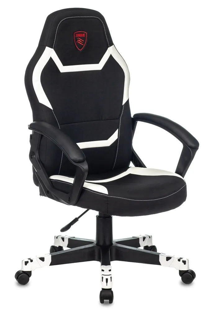 Игровое компьютерное кресло ZOMBIE ZOMBIE 10, Искусственная кожа, Ткань, черный/белый