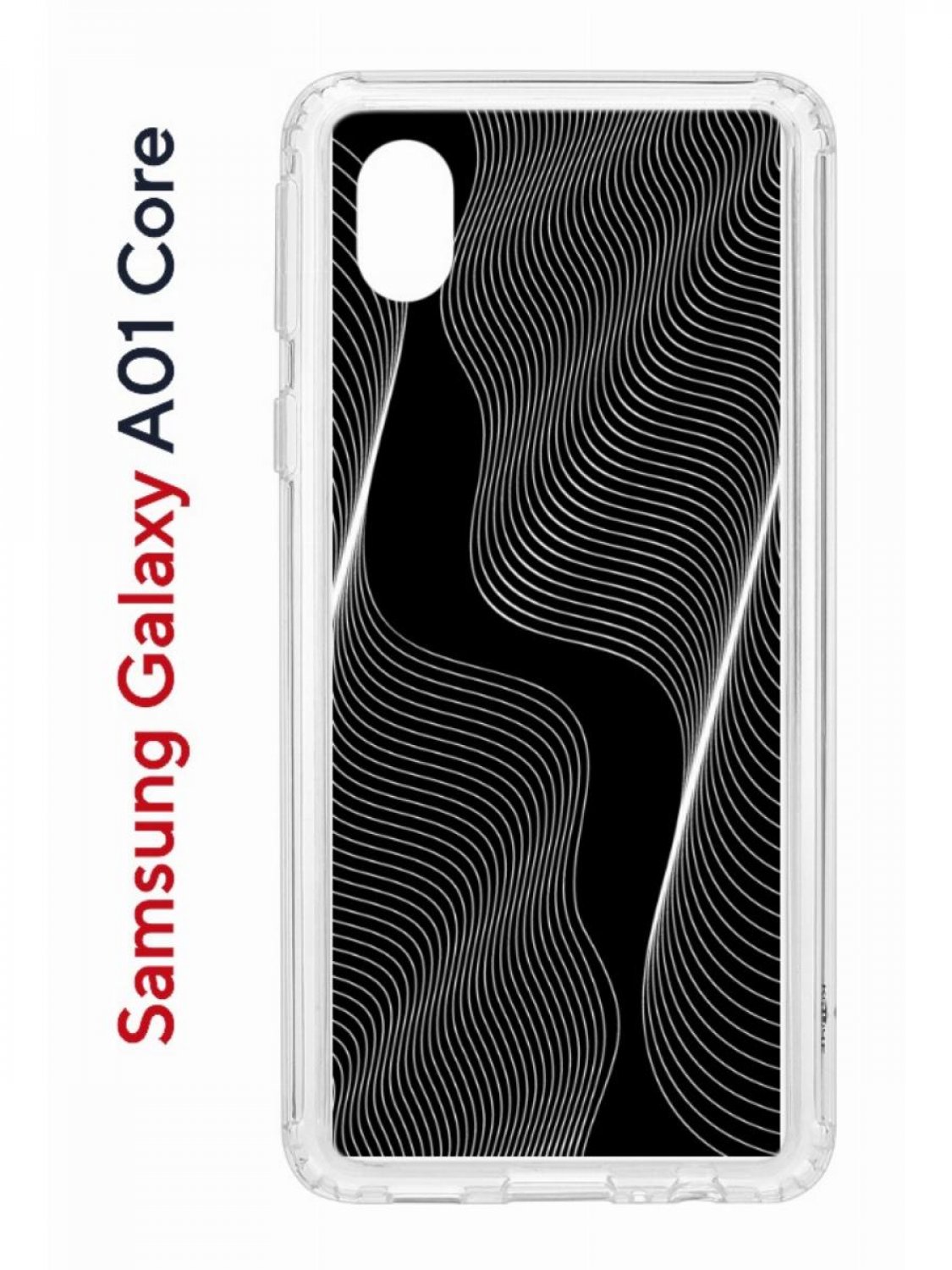 Чехол на Samsung Galaxy A01 Core с принтом Kruche Print Line black, противоударный бампер