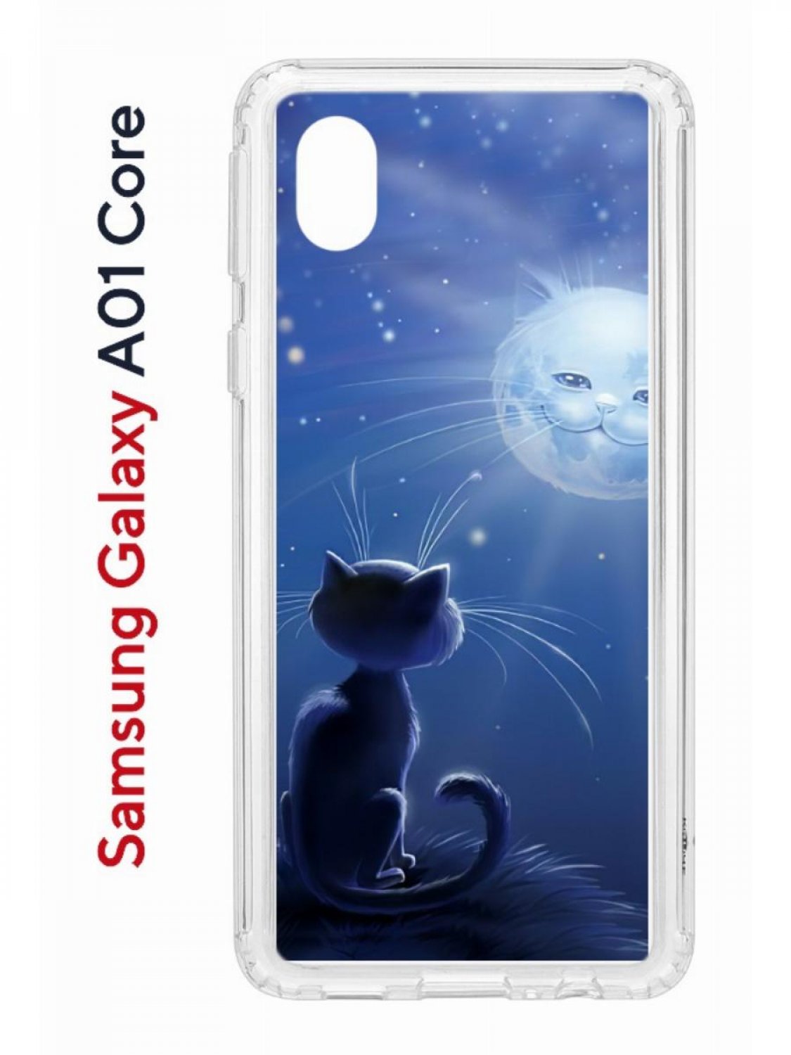 Чехол на Samsung Galaxy A01 Core с принтом Kruche Print Лунный кот, противоударный бампер