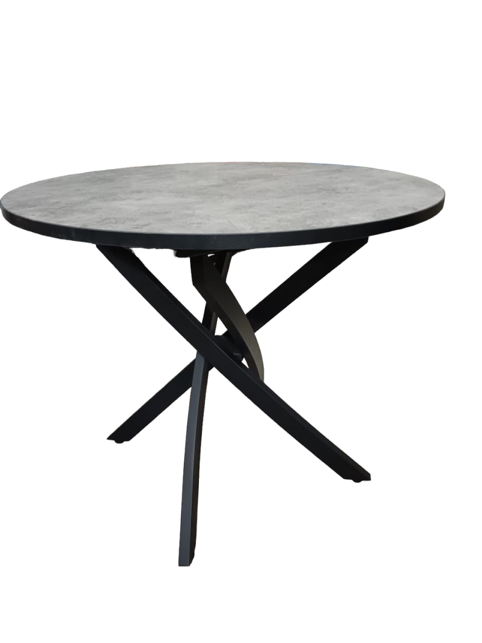 Стол обеденный раздвижной, 90х90х75 см, бетон с черной окантовкой