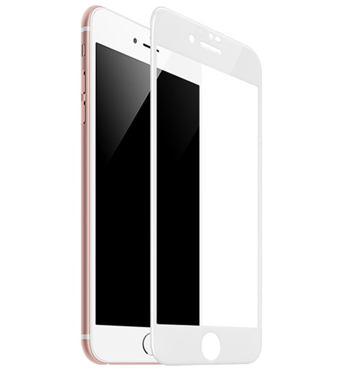 Защитное 3D стекло для iPhone 8 Plus противоударное / закругленные края (Белый)