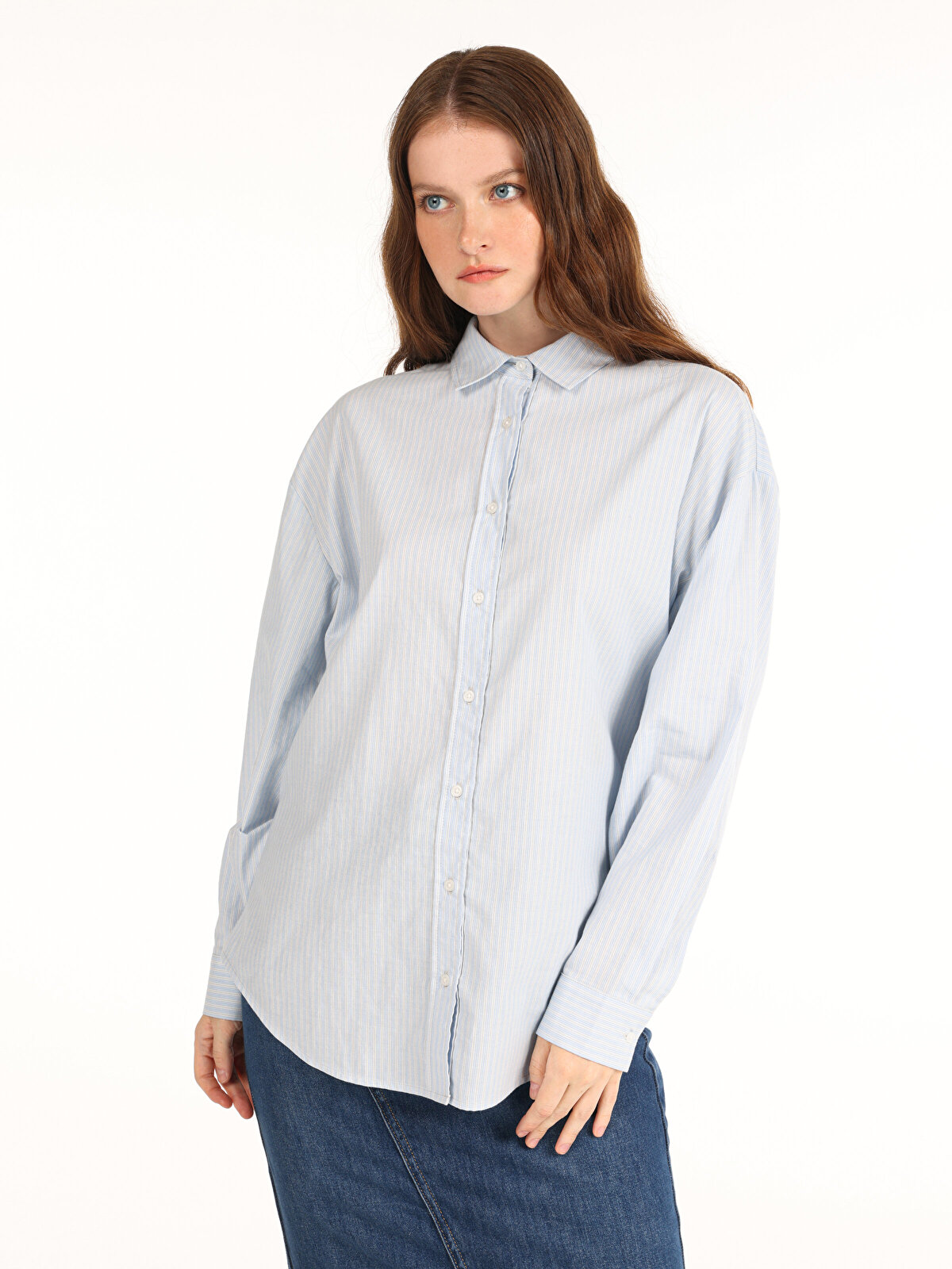 Рубашка женская Colin's CL1065662_Q1.V1 голубая S