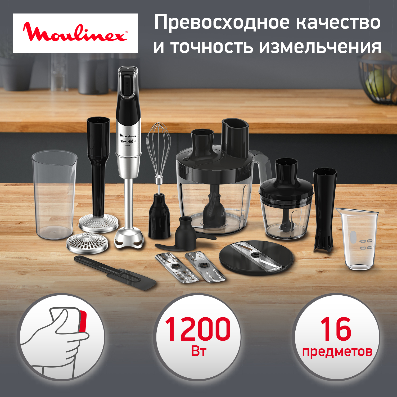 Погружной блендер Moulinex DD95MD10 Black/Silver