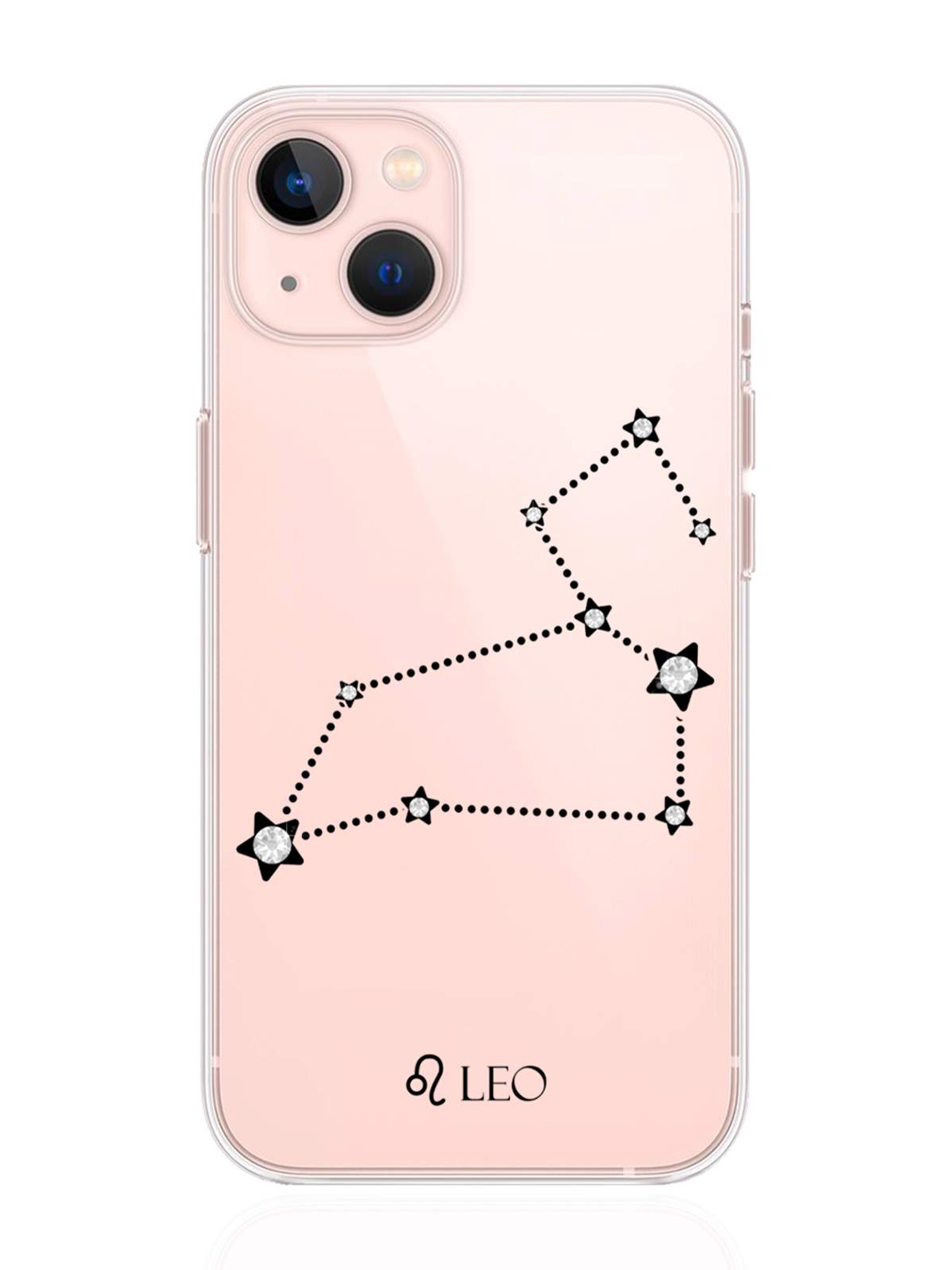 Чехол с инкрустацией кристаллами Lux для iPhone 13 Лев Leo