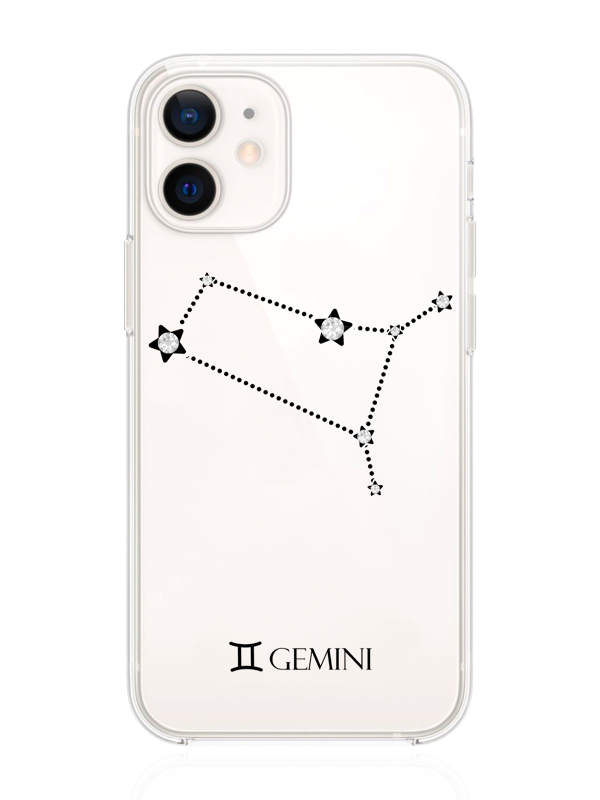 Чехол с инкрустацией кристаллами Lux для iPhone 12 Mini Близнецы Gemini