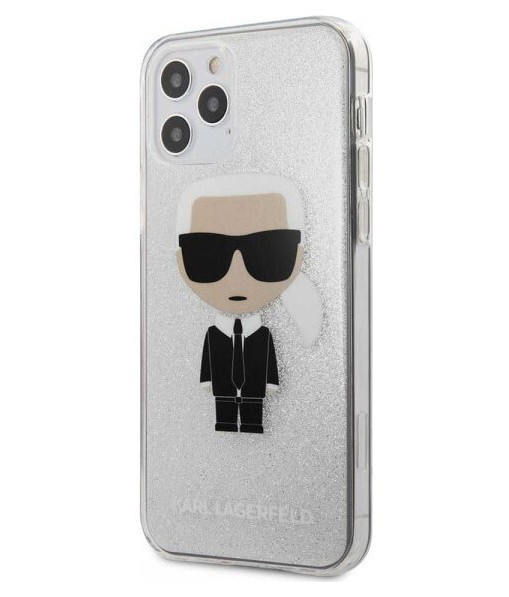 Чехол CG Mobile Karl Lagerfeld PC/TPU Ikonik Karl Hard для iPhone 12/12 Pro, Серебро