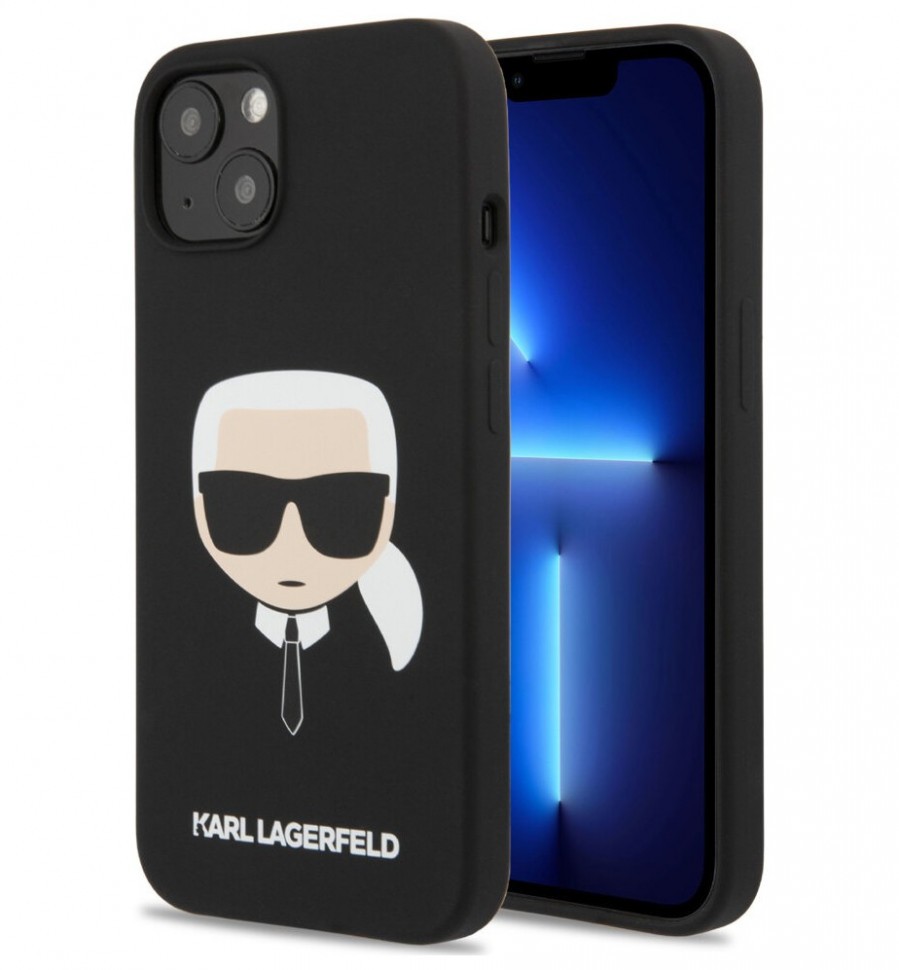 Чехол CG Mobile Karl Lagerfeld Liquid silicone Karls Head Hard для iPhone 13, Черный