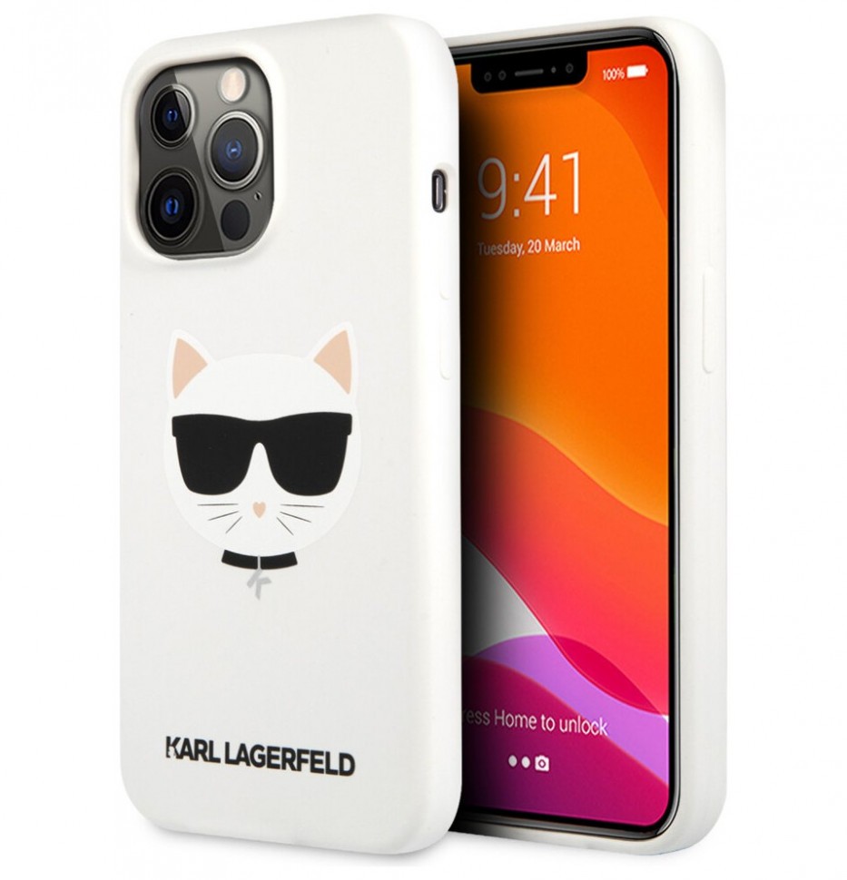 Чехол CG Mobile Karl Lagerfeld Liquid silicone Choupette Hard для iPhone 13 Pro, Белый