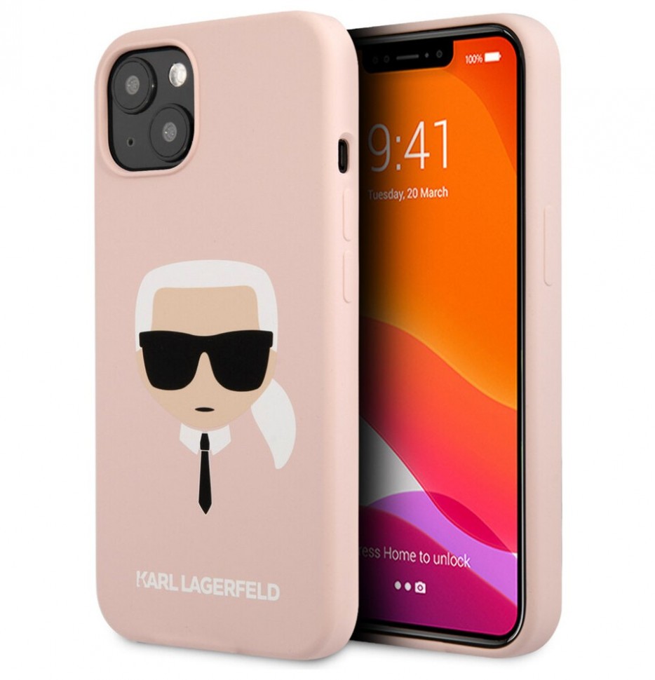 Чехол CG Mobile Karl Lagerfeld Liquid silicone Karls Head Hard для iPhone 13, Розовый