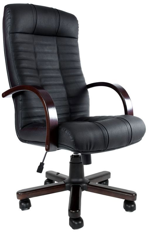Компьютерное кресло Евростиль Атлант Экстра, орех, экокожа черный