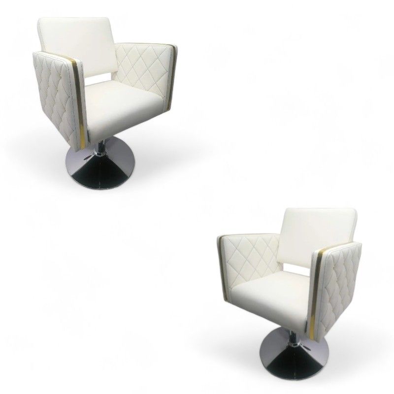 Парикмахерское кресло Мебель Бьюти "Лотос II", Белый, Гидравлика диск, 2 кресла