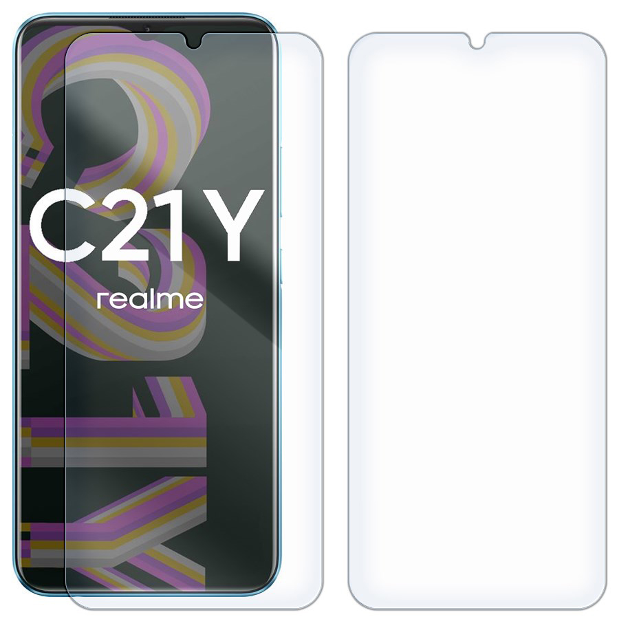 Комплект из 2-x защитных гибридных стекол для Realme C21Y