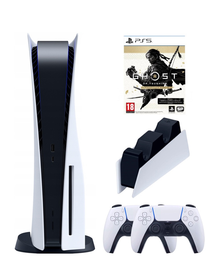 Игровая приставка Sony PlayStation 5 (3-ревизия)+2-й геймпад(белый)+Призрак Цусимы