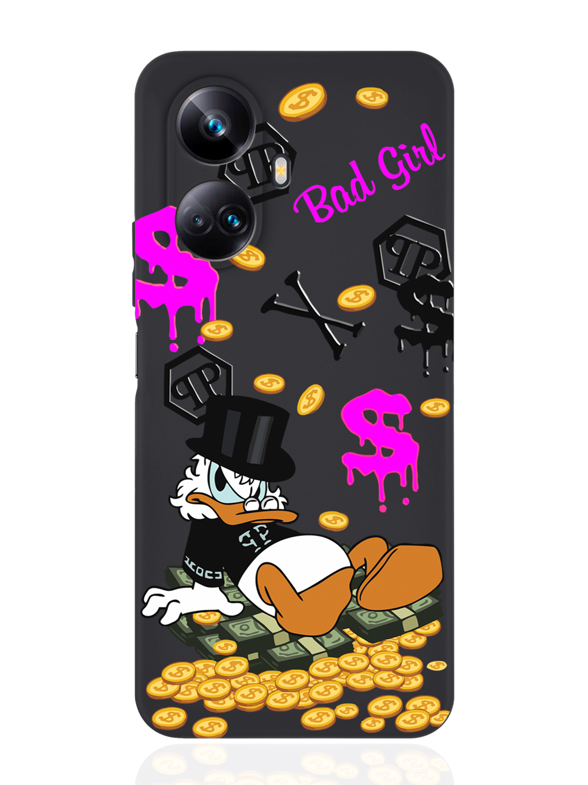 Чехол MustHaveCase для Realme 10 Pro Plus Богатая Утка Bad Girl черный