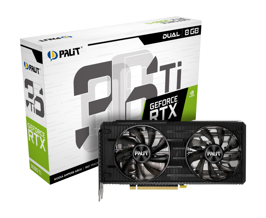 Видеокарта Palit NVIDIA GeForce RTX 3060 Ti DUAL V1 (LHR) (NE6306T019P2-190AD)