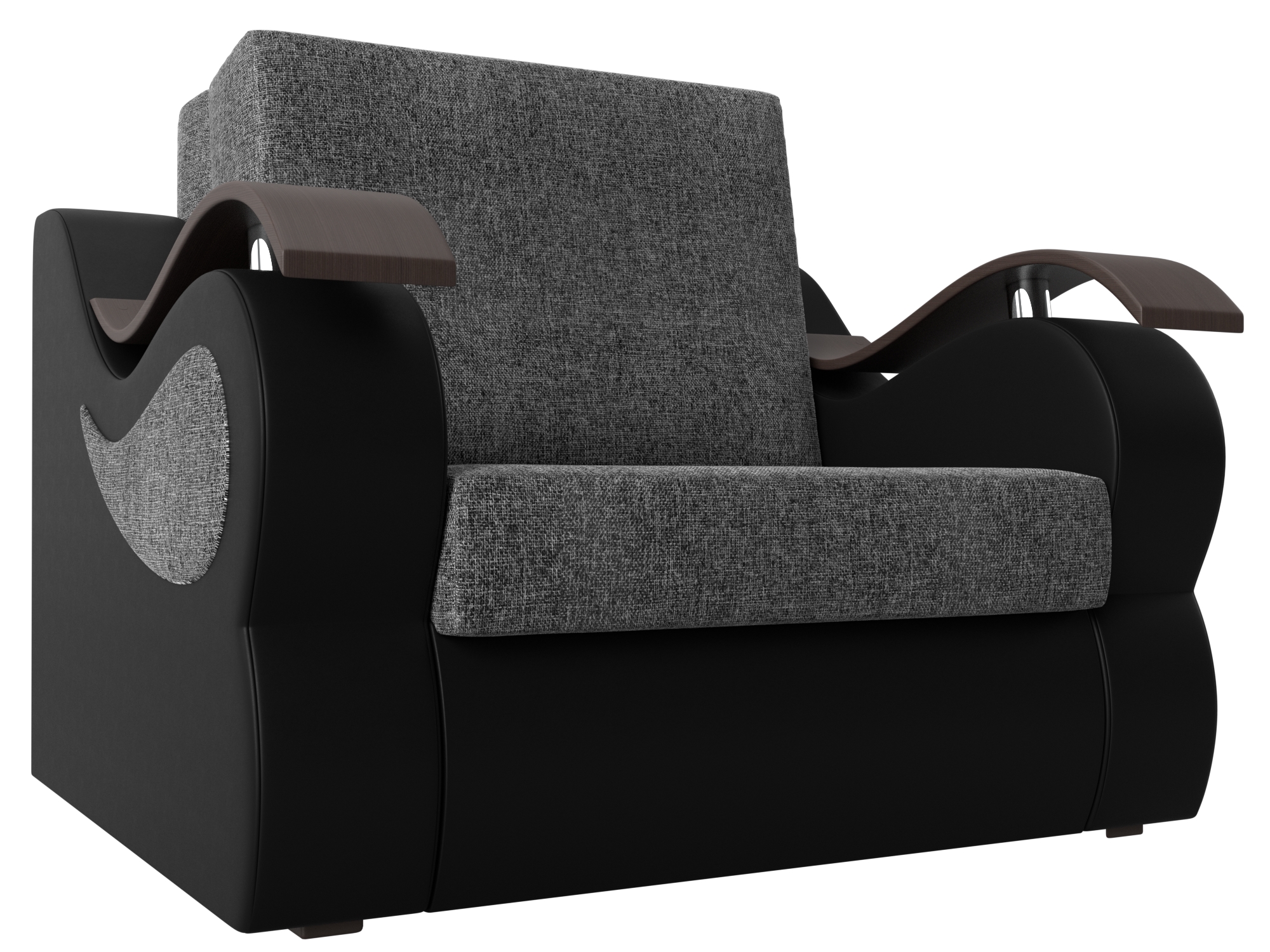 Кресло-кровать Меркурий 80 рогожка/экокожа серый/черный