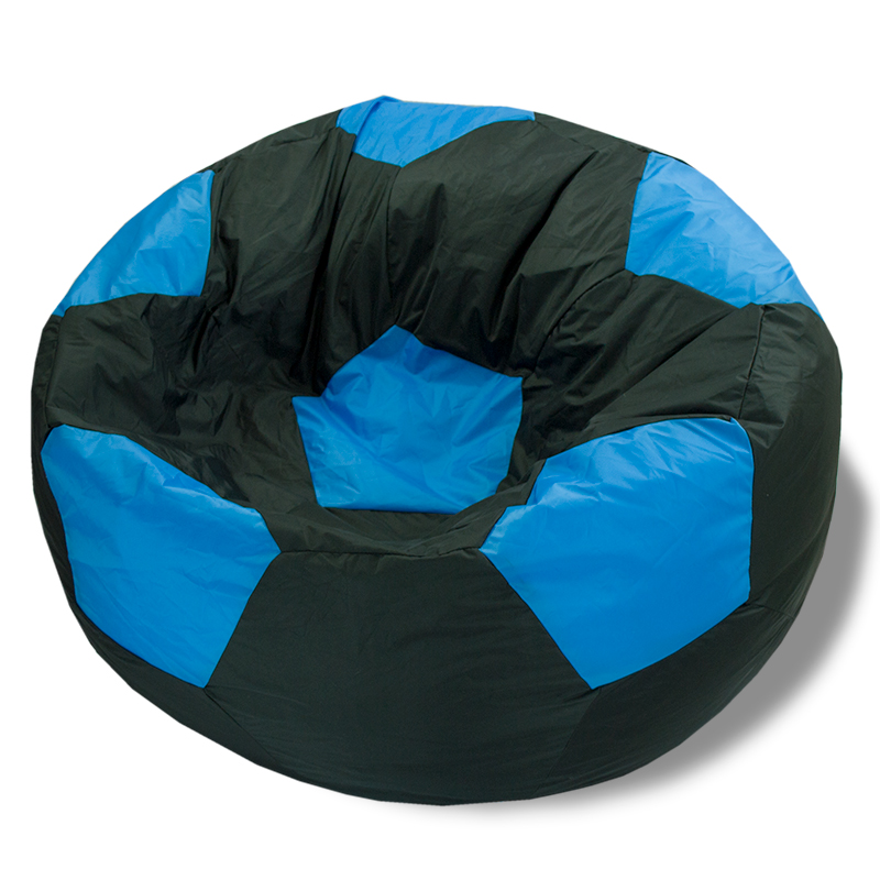 Кресло-мешок Puffmebel мяч XXL черный/голубой