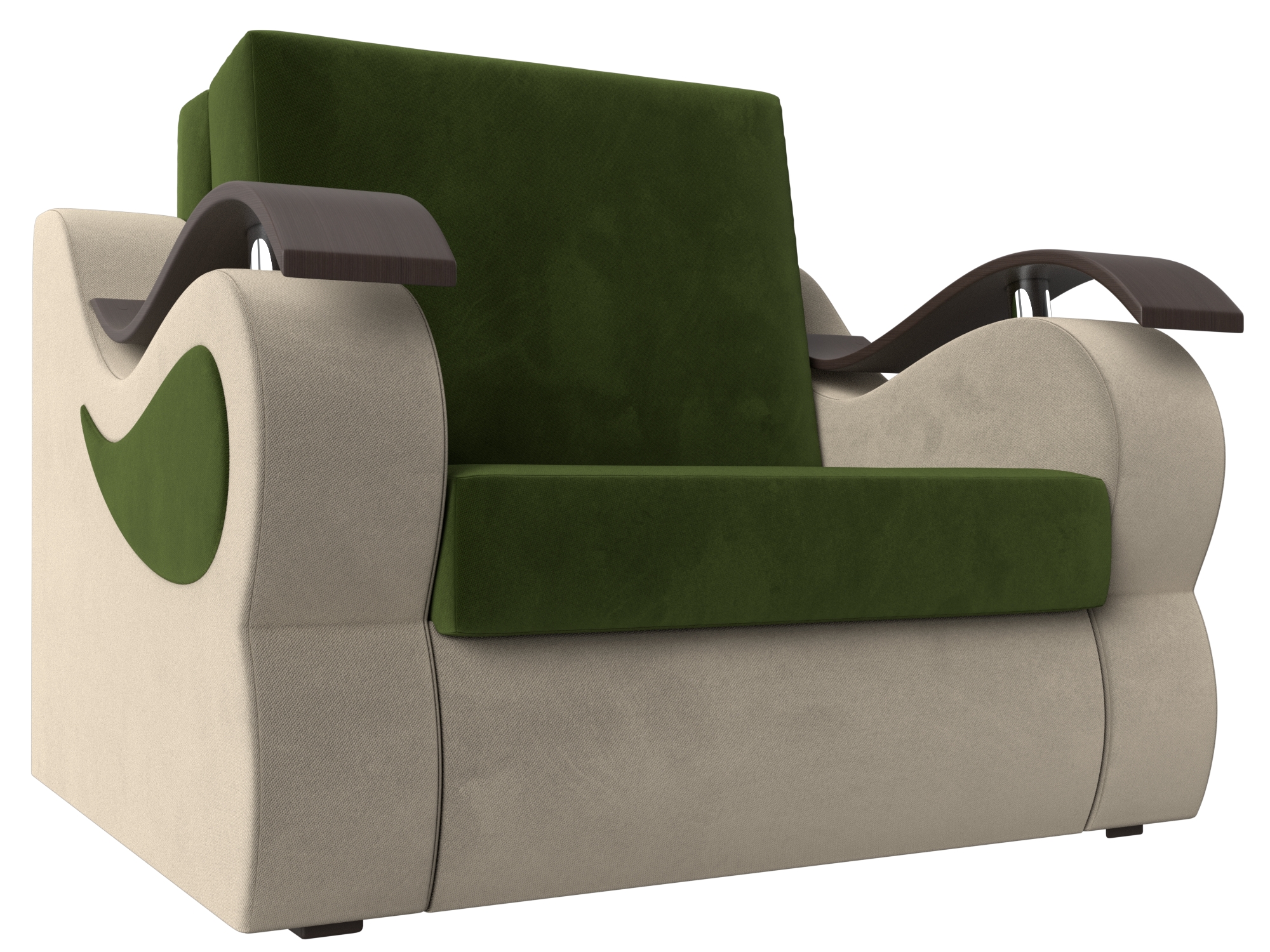 Кресло-кровать Меркурий 60 микровельвет зеленый/бежевый