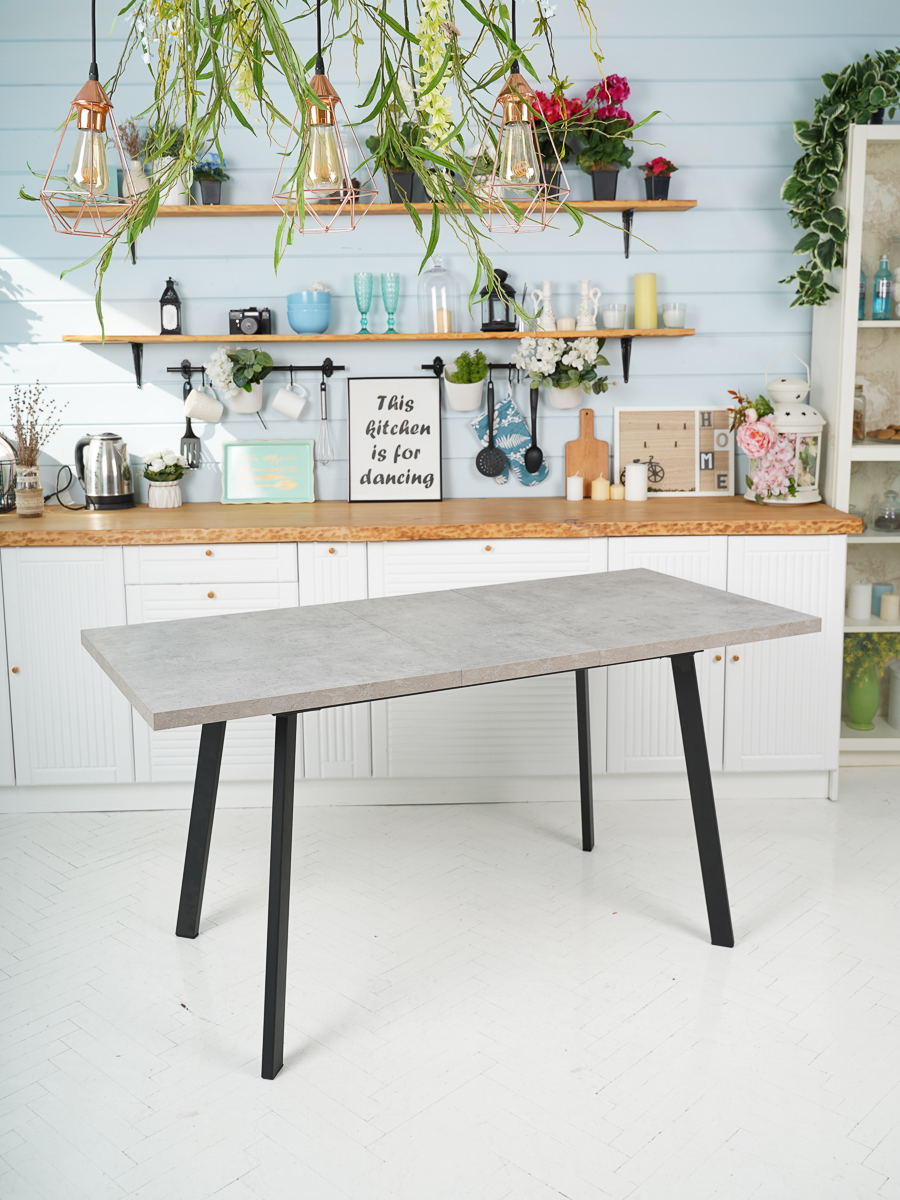Стол кухонный раздвижной Frenesie Фин, бетон светлый, 120/152x70x75 см