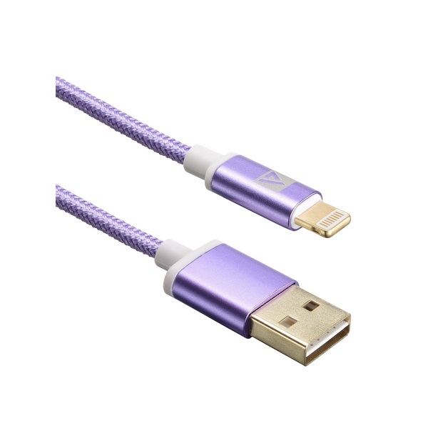 Кабель USB ACD-Style Lightning USB-A 2-сторонние коннекторы, нейлон, 1 м, фиолетовый