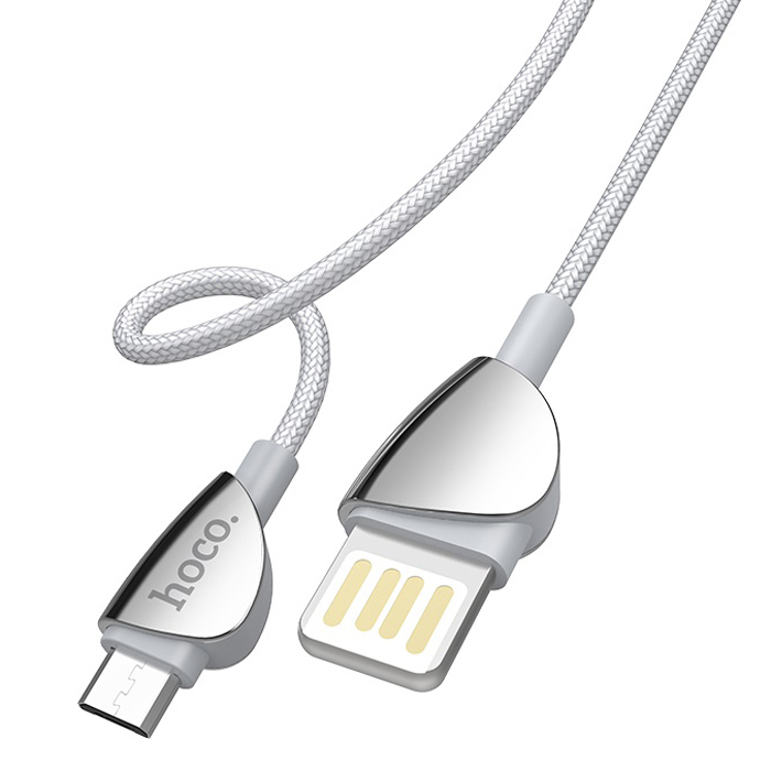 Кабель USB 2.0 A (m) - micro USB 2.0 B (m) 1.2м Hoco U62 Simple - Серебристый