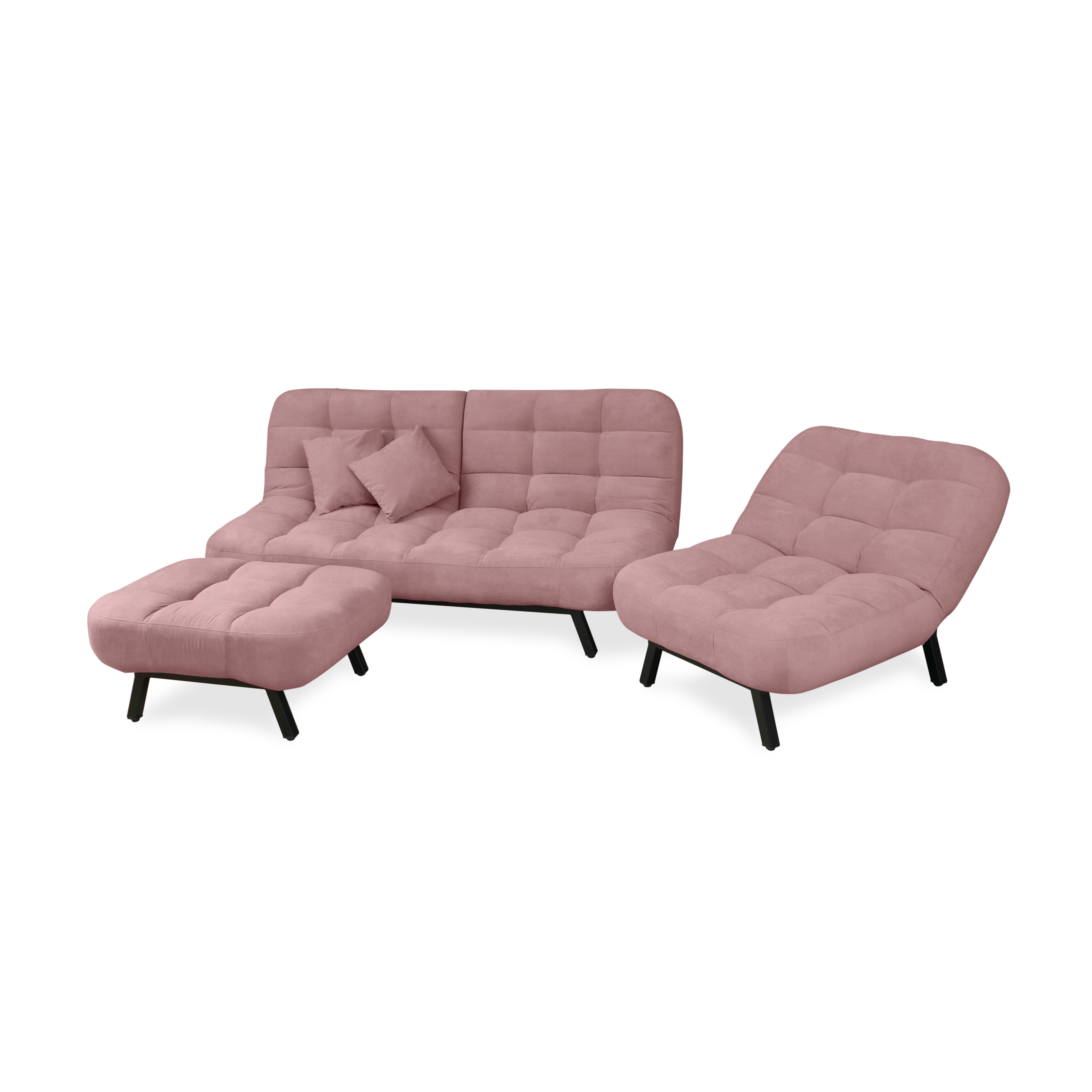 Комплект мягкой мебели BRENDOSS Абри Диван кресло и пуф розовый