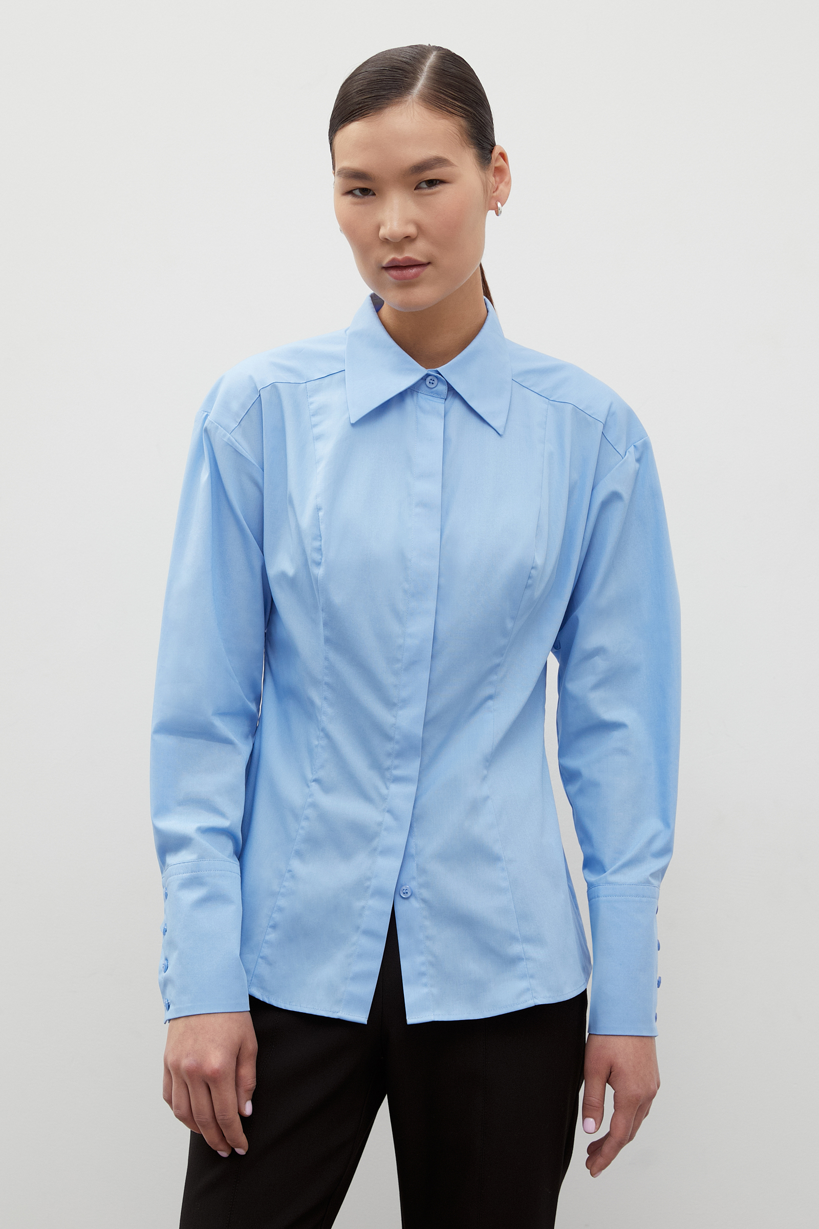 Рубашка женская Finn Flare FAC51039 голубая XS