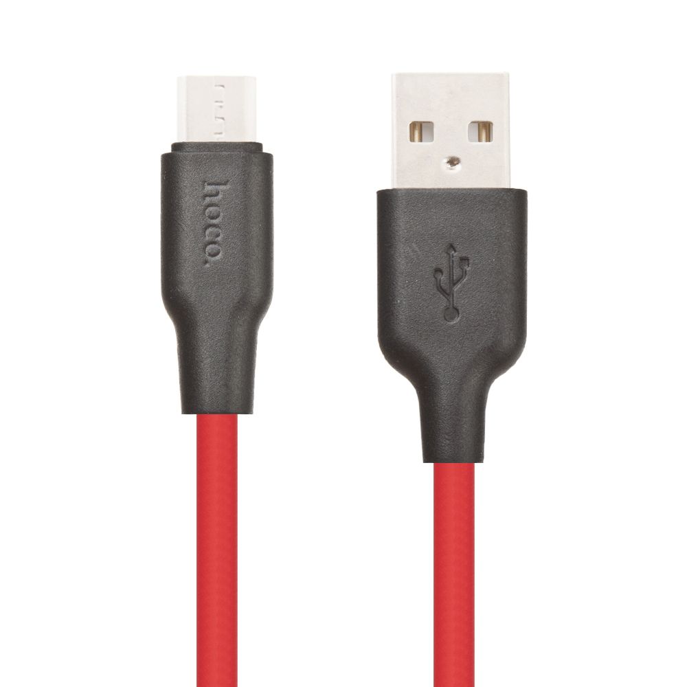 Кабель USB 2.0 A (m) - micro USB 2.0 B (m) 1м Hoco X21 Plus - Черный/Красный