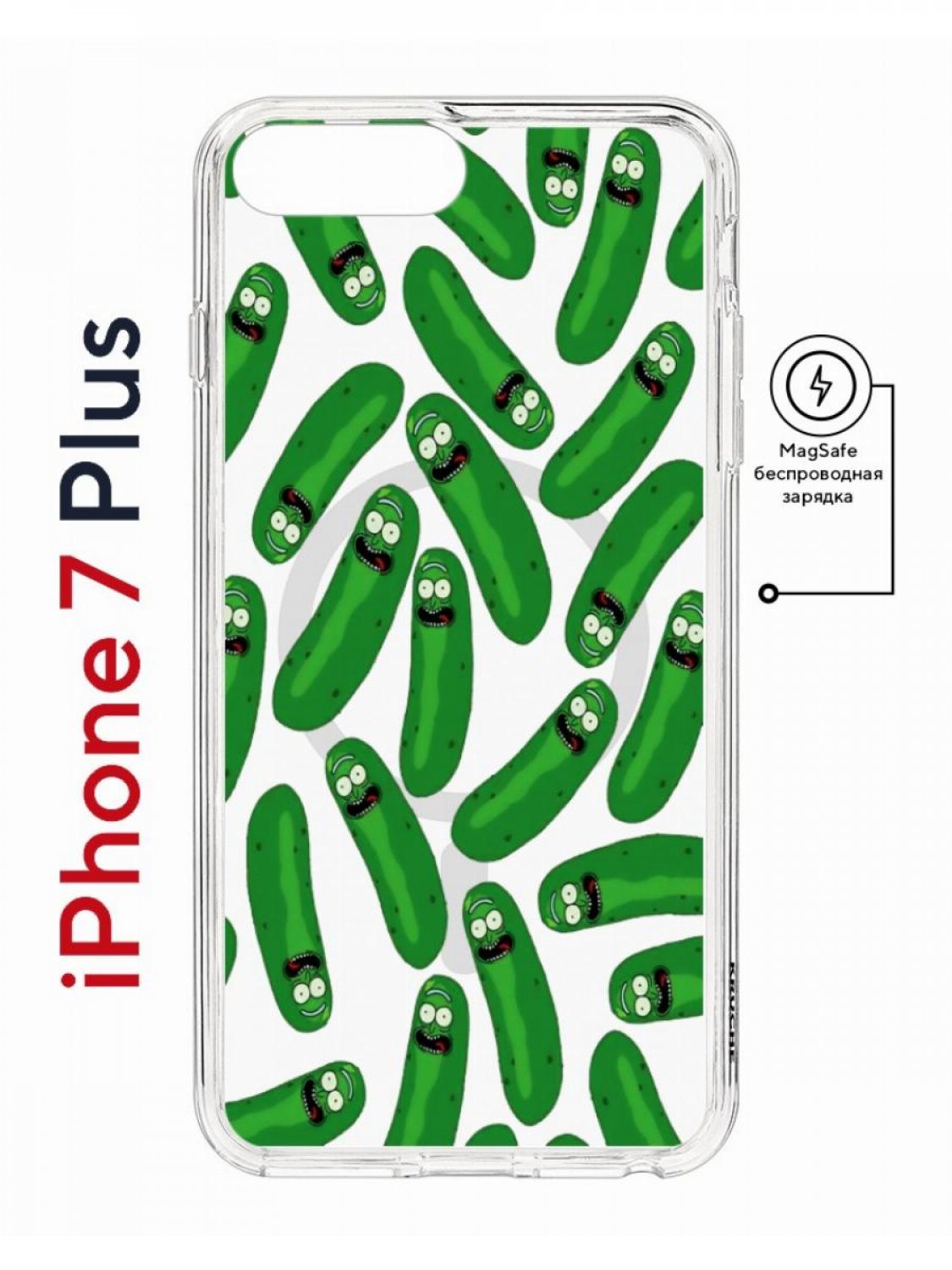 Чехол на iPhone 7 Plus/8 Plus MagSafe Kruche Print Огурчик Рик противоударный с магнитом