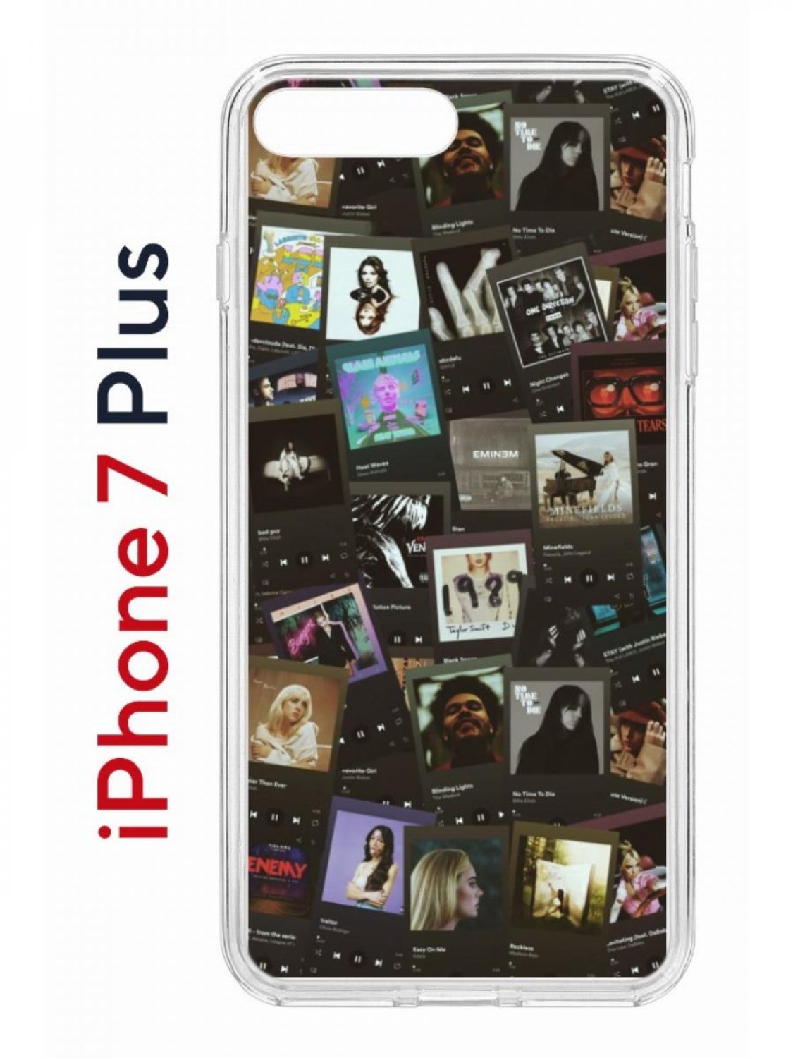 Чехол на iPhone 7 Plus/8 Plus с принтом Kruche Print Плейлисты, бампер с защитой камеры