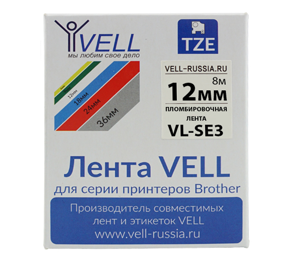 Лента Vell VL-SE3 Brother TZE-SE3, 12