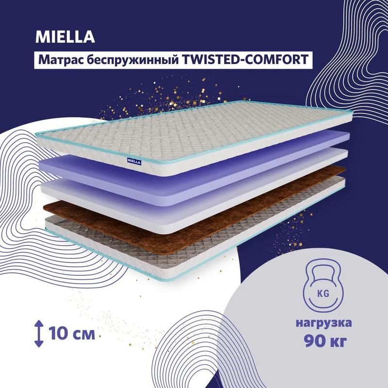 Матрас для кровати Miella Twisted-Comfort 120x190 двусторонний, ортопедический