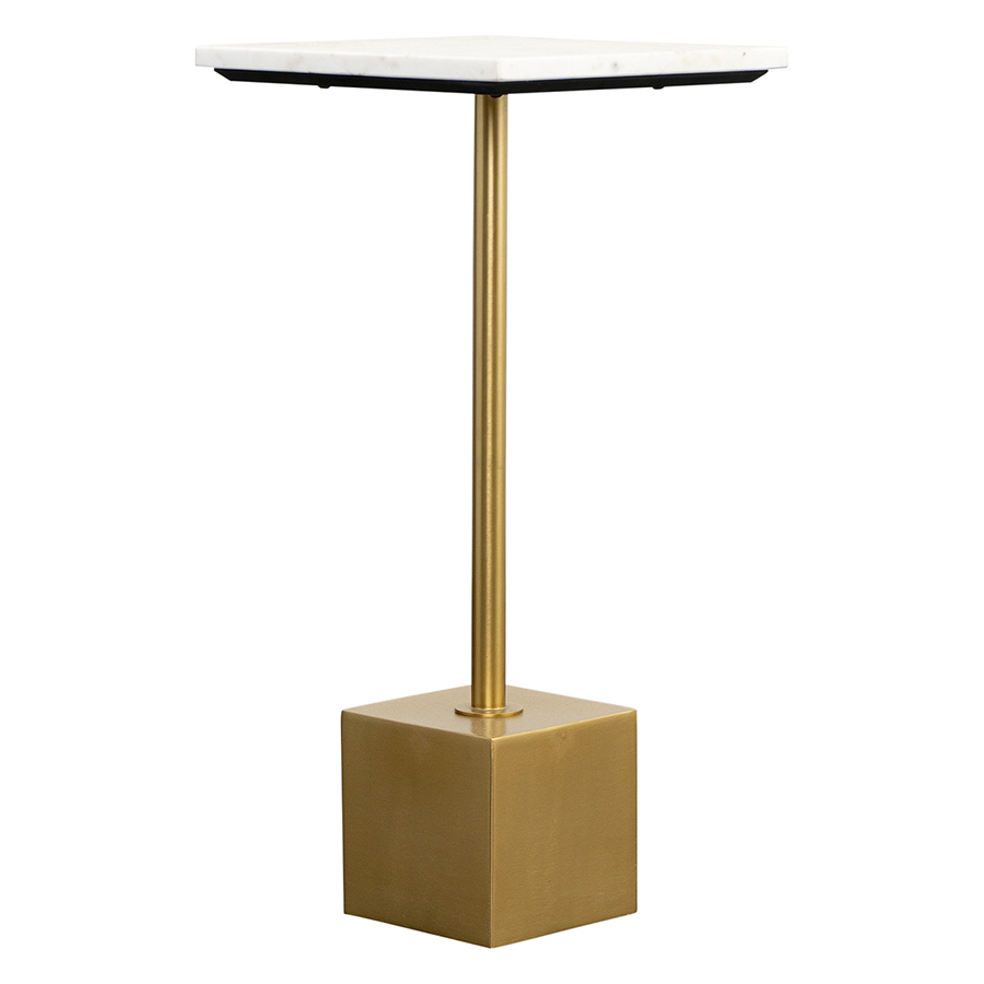 Столик приставной Bergenson Bjorn Svein 30х30 см, мраморный/золотой