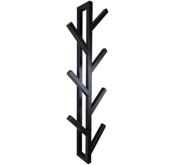 Вешалка металлическая, настенная, в стиле LOFT, с семью крючками: ЁЛКА. Черная. 31х11х90