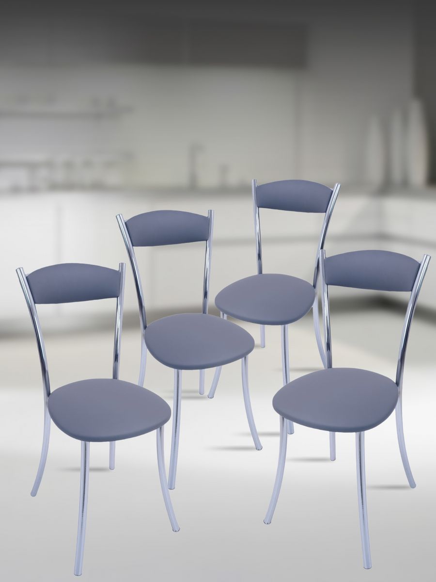 Кухонные стулья мягкие со спинкой Мебель Хром Хром4 шт серый