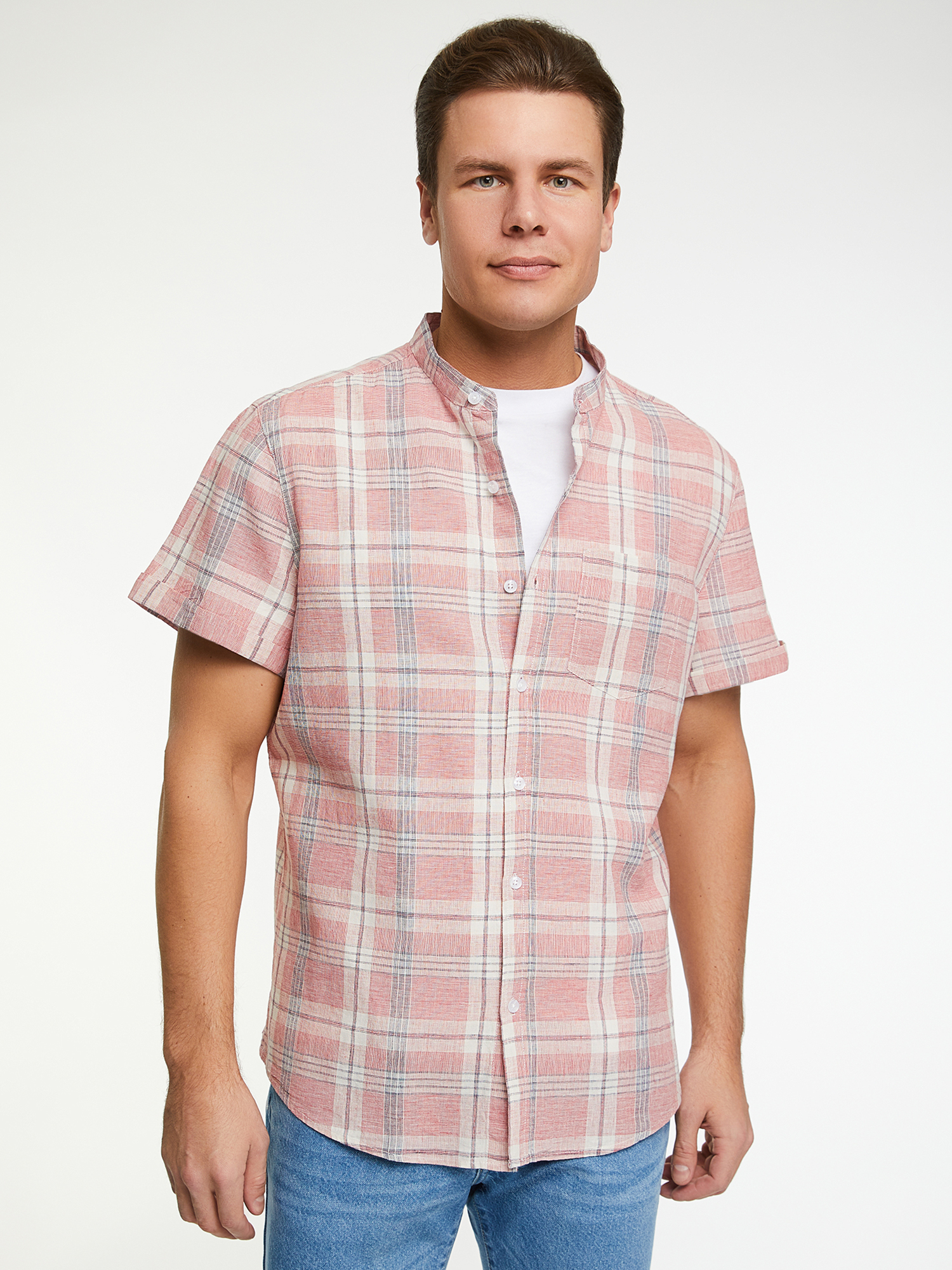 Рубашка мужская oodji 3L420005M-2 розовая 2XL