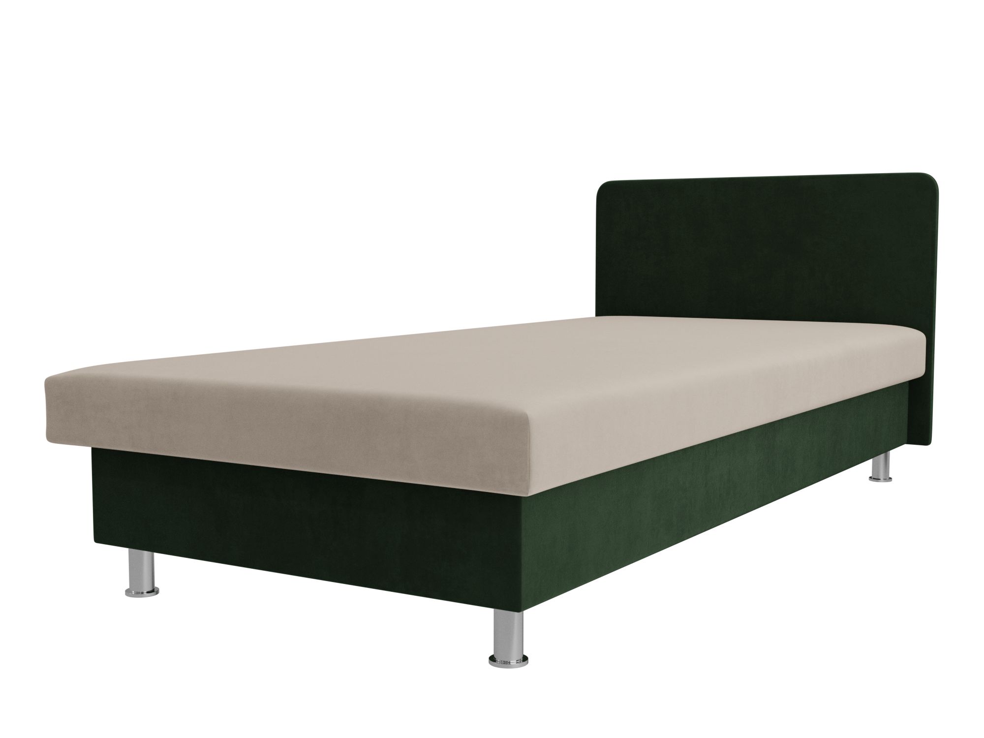 Кровать Мальта микровельвет бежевый/зеленый