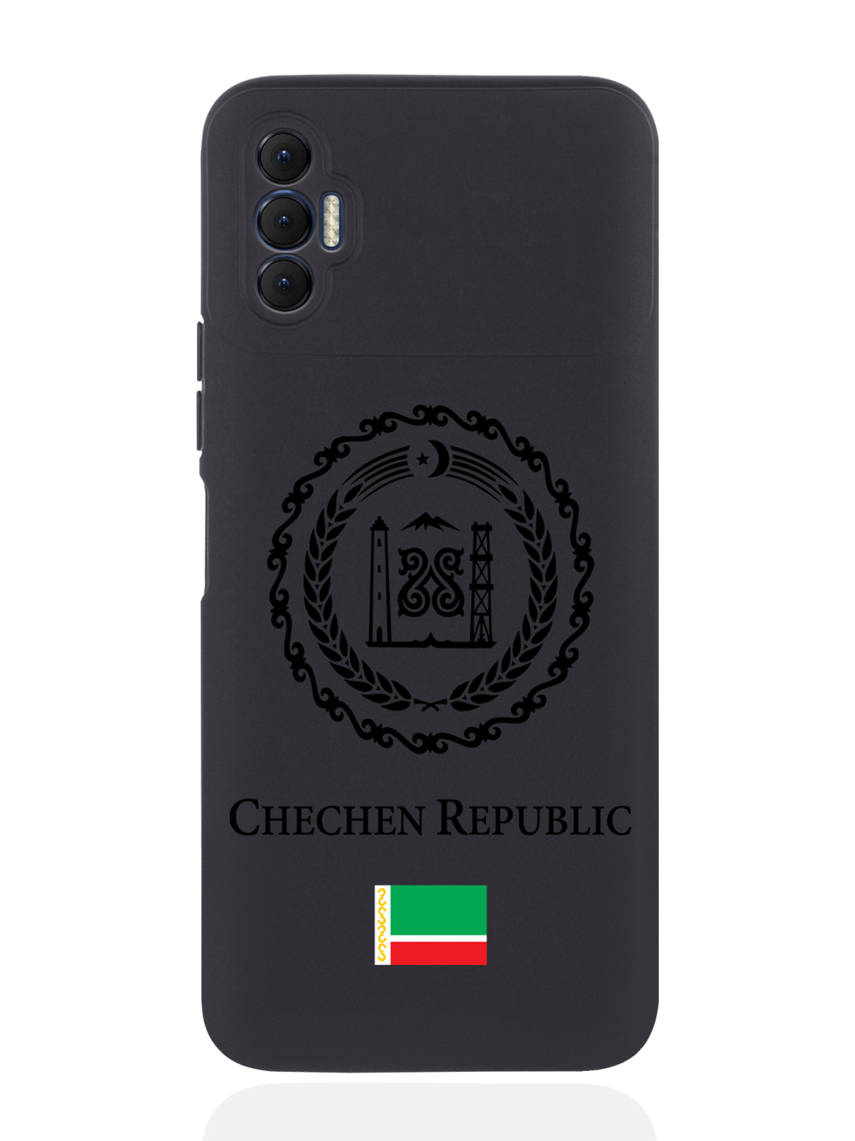 Чехол SignumCase для Tecno Spark 8P Черный лаковый Герб Чечни черный