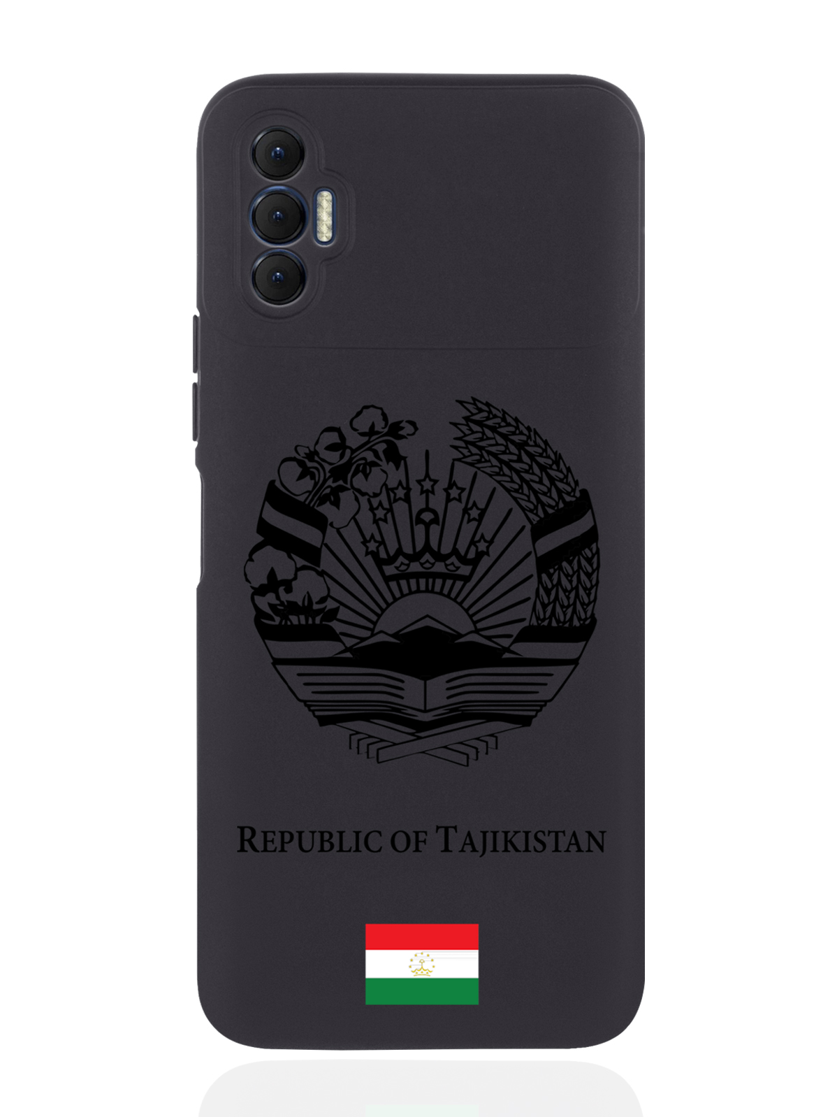 Чехол SignumCase для Tecno Spark 8P Черный лаковый Герб Таджикистана черный
