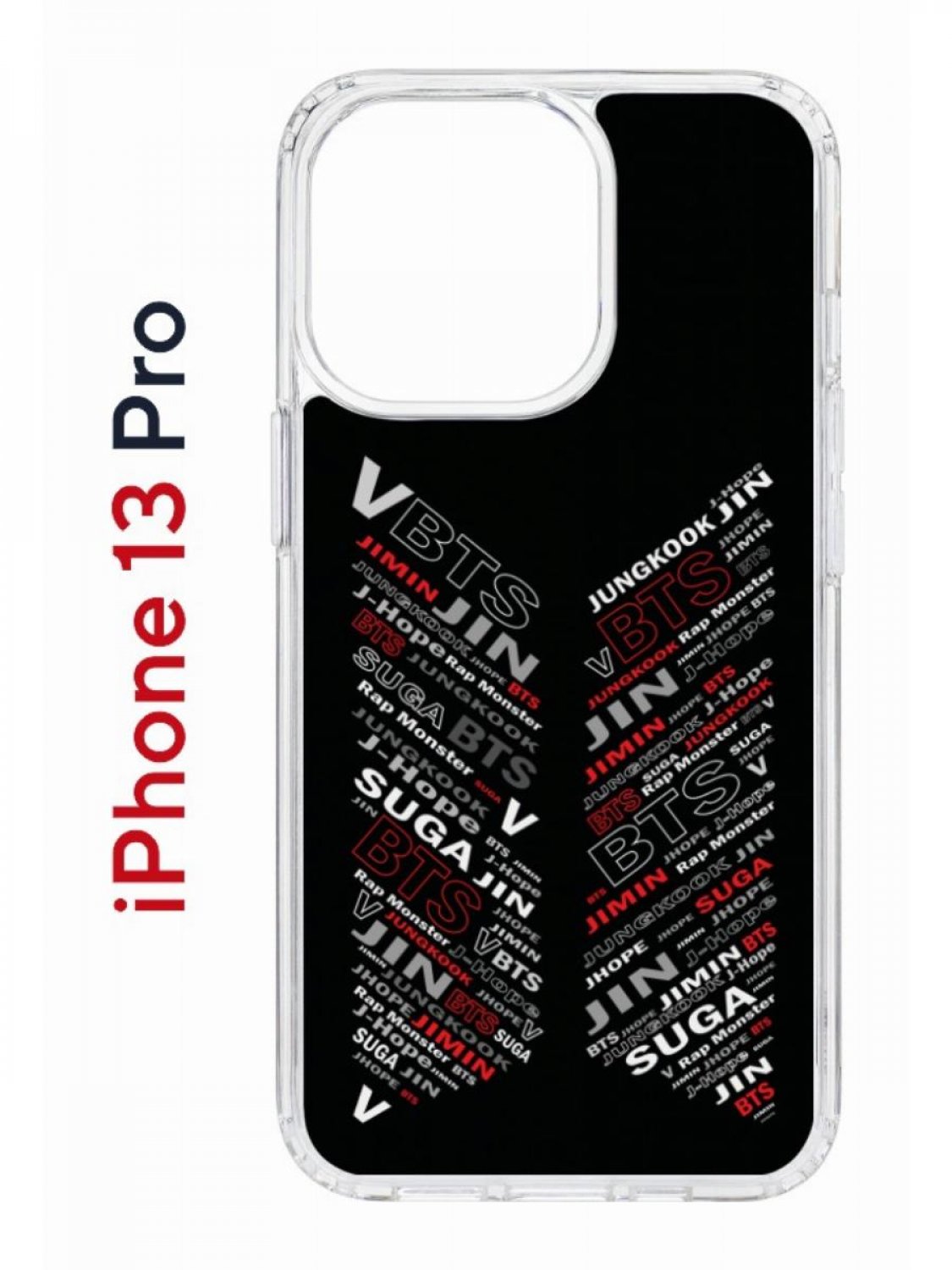 Чехол на iPhone 13 Pro с принтом Kruche Print BTS, бампер с защитой камеры
