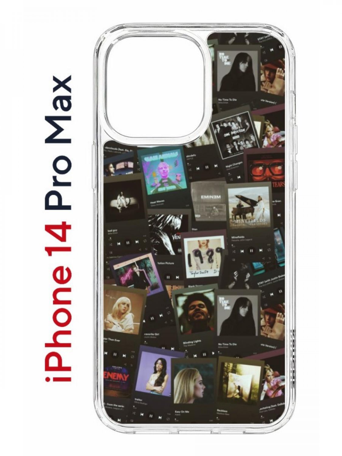 Чехол на iPhone 14 Pro Max с принтом Kruche Print Плейлисты, бампер с защитой камеры