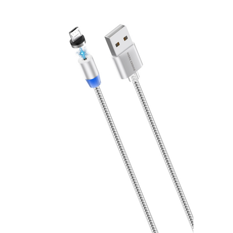 Дата-кабель More choice K61Sm Smart USB 3.0A для micro USB Magnetic нейлон 1м Silver