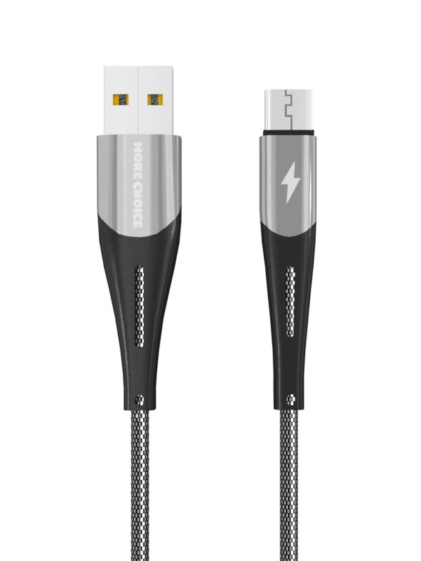 Дата-кабель More choice K41Sm New Smart USB 3.0A для micro USB нейлон 1м Silver Black